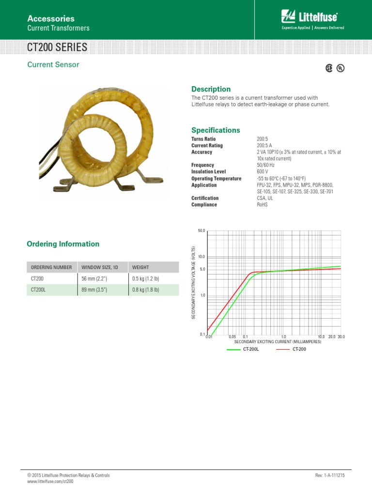 CT 200 Datasheet | PDF | Transformer | Metrology