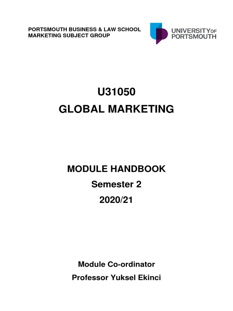Global Marketing Module Handbook 2020-21 | PDF | Plagiarism | Lecture
