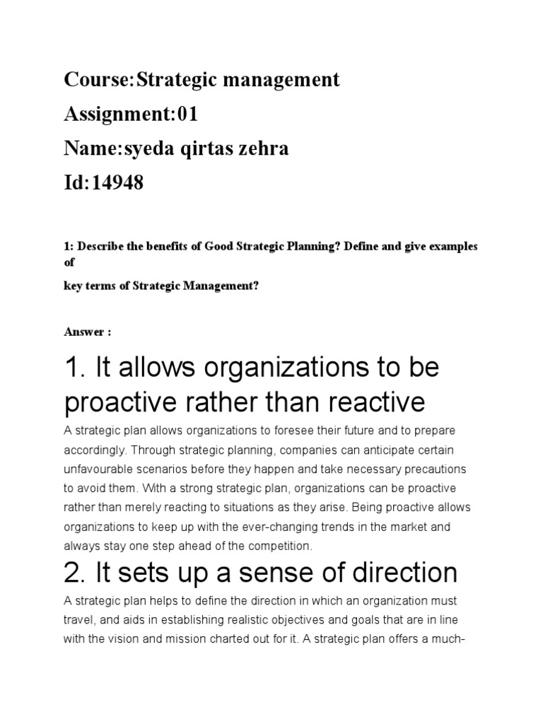 Startegic Managemnt Assignment 1 | PDF | Strategic Management ...
