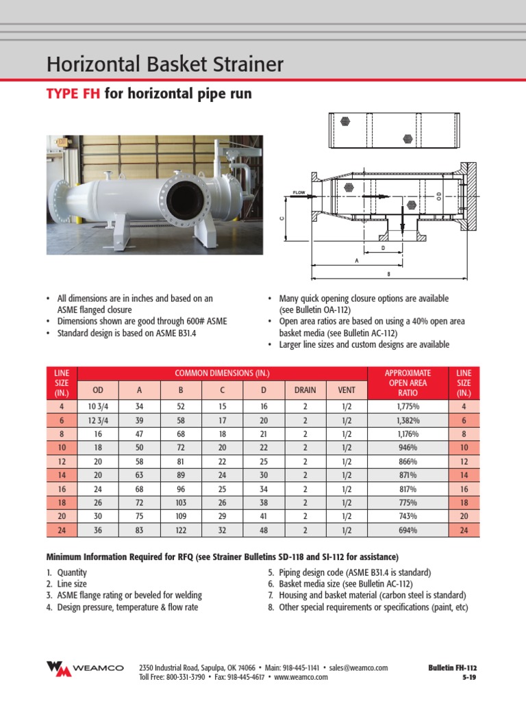 FH FH: Horizontal Basket Strainer | PDF | Plumbing | Pipe (Fluid ...