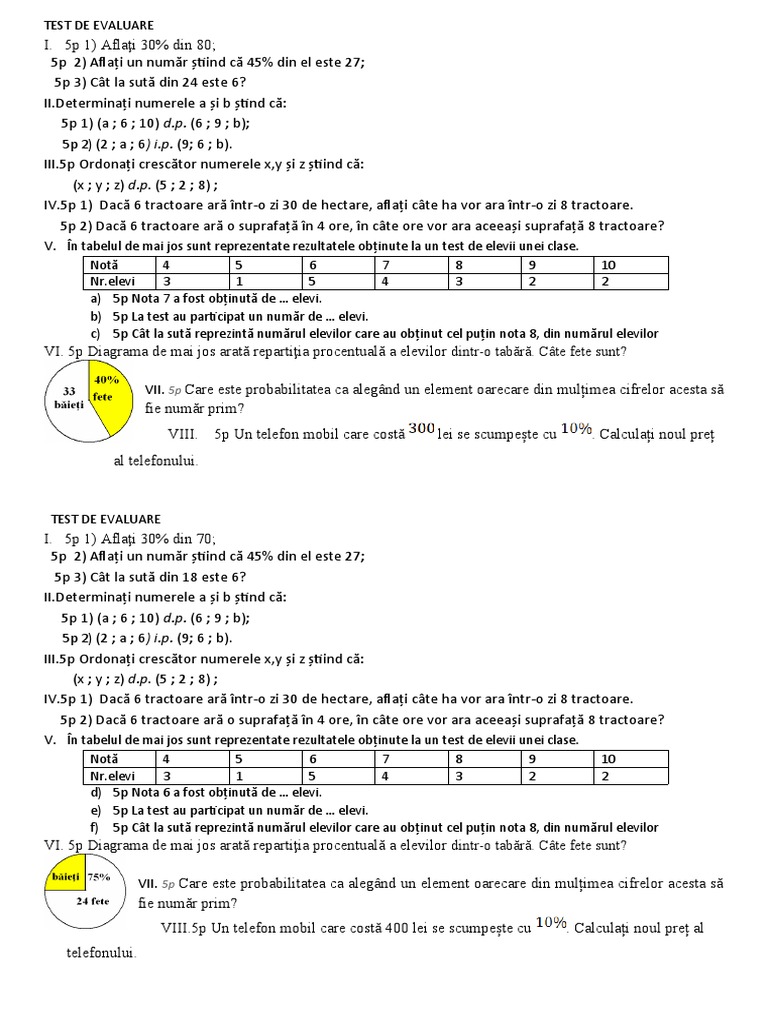 Procente, Marimi Direct Si Invers Proportionale, Probabilitati | PDF