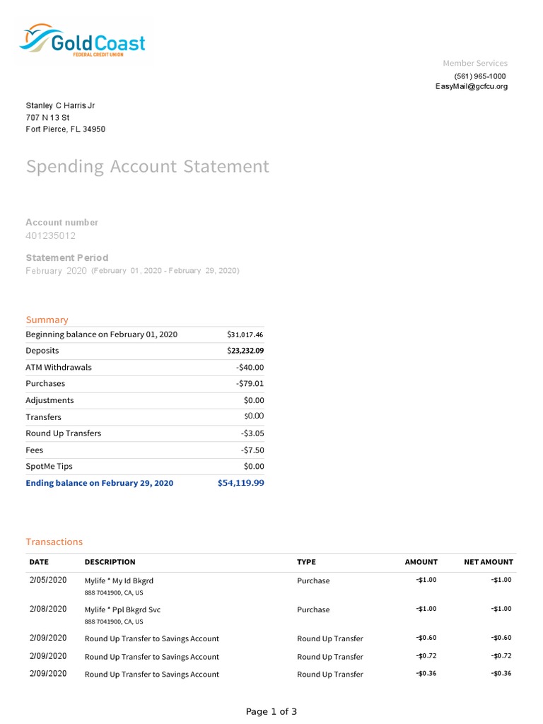 Stanley C Harris JR Bank Statement | Download Free PDF | Savings ...