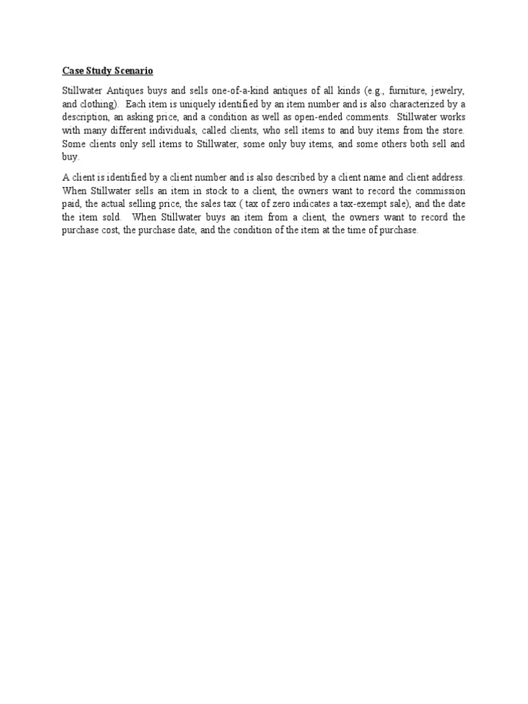 Case Study Scenario | PDF | Antique | Market (Economics)