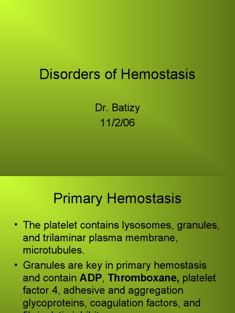 Disorders Of Hemostasis Pdf Coagulation Platelet