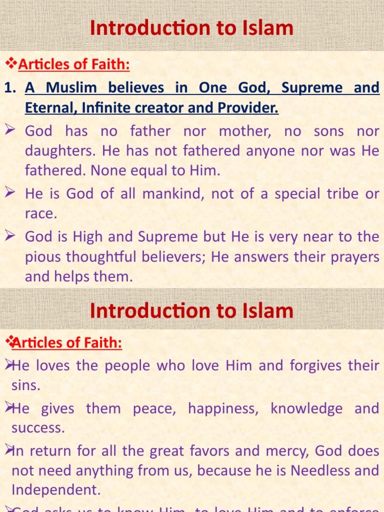 Introduction To Islam: Articles of Faith | PDF | Prophets And ...