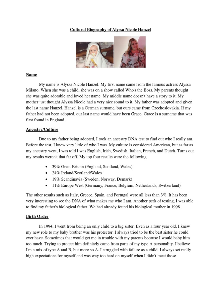 Cultural Biography of Alyssa Nicole Hanzel | PDF | Grandparent | Father
