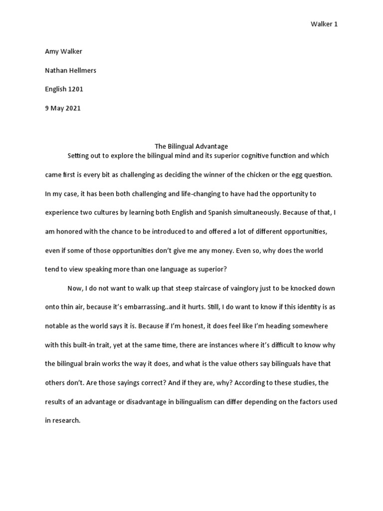 The Bilingual Advantage-Final Draft 1 | PDF | Multilingualism ...