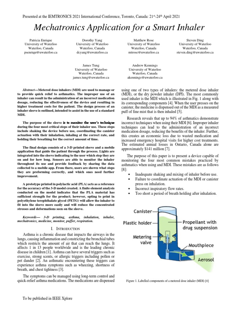 Mechatronics Application For A Smart Inhaler May 5 | PDF | Asthma ...