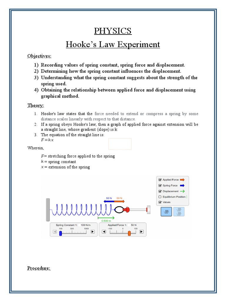 Hooke's Law and The Spring Constant | PDF | Force | Physics
