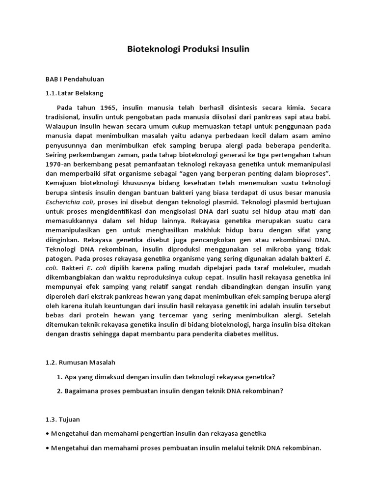 Bioteknologi Insulin | PDF