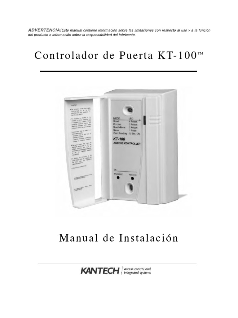 Kantech Kt-100 Manual | PDF | Relé | Fuente de alimentación
