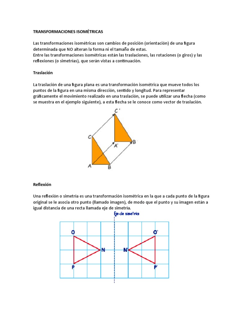 Transformaciones Isométricas: Tipos y Ejemplos | PDF | Rotación ...