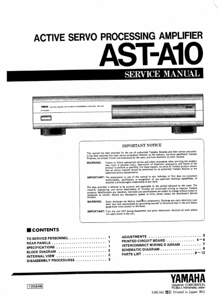 Yamaha AST A10 | PDF
