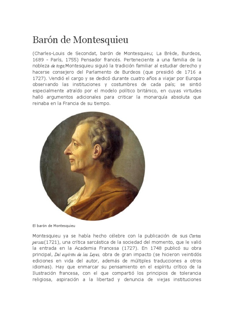 Barón de Montesquieu | PDF | Montesquieu | Ciencias Políticas