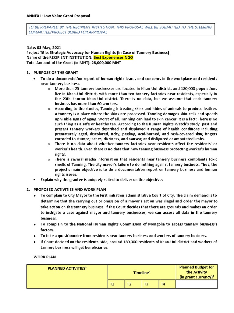 Proposal For UNDP Program | PDF | Risk | Business