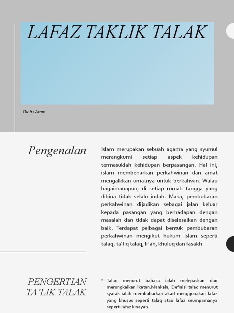 Lafaz Taklik Talak | PDF