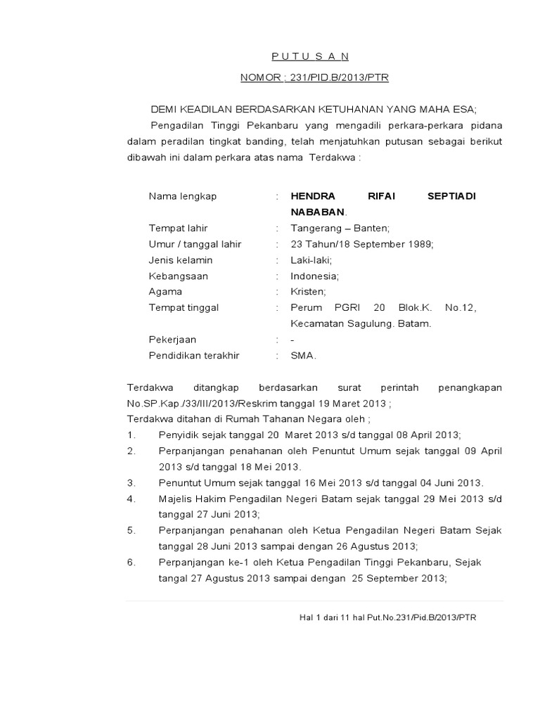 Amar Putusan Pidana (Heri) | PDF