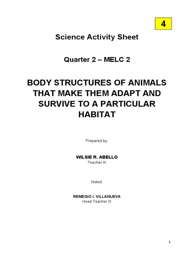 Activity Sheet in Science 4 Quarter 2 | Download Free PDF | Camouflage ...