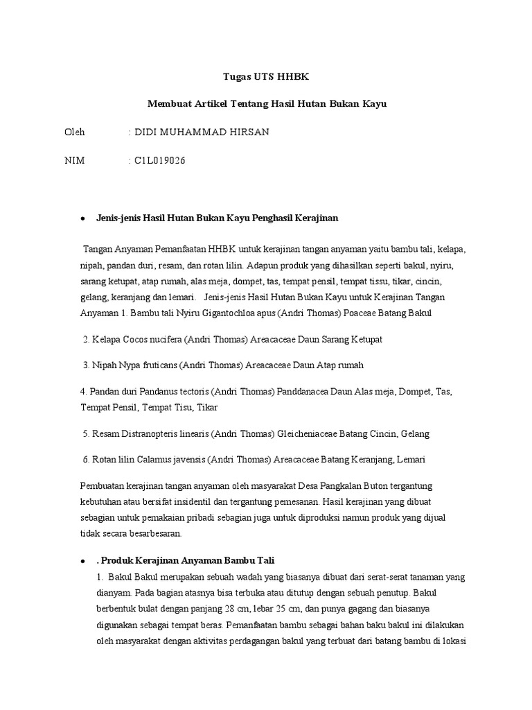 Tugas Uts HHBK Diidi Muhammad Hirsan c1l019026 | PDF | Memasak, Makanan ...