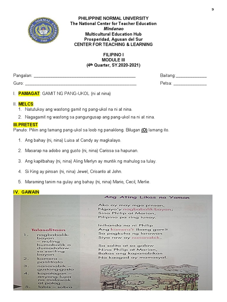 FILIPINO 1, Module 3 | PDF