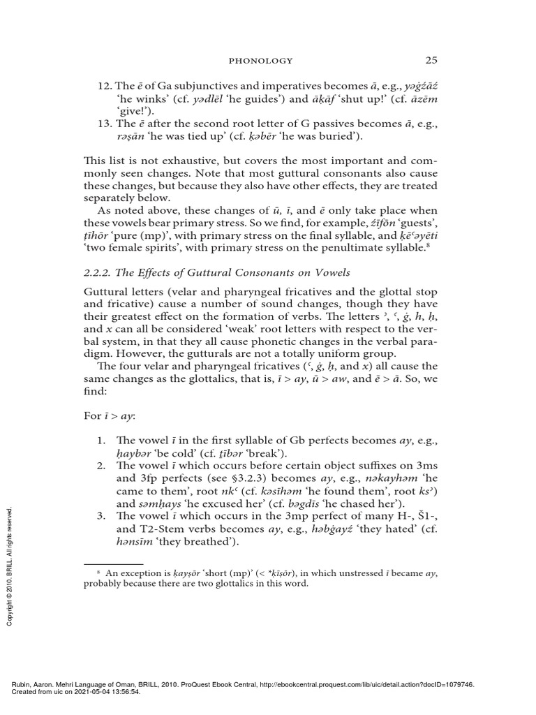 The Effects of Guttural Consonants On Vowels | PDF | Stress ...