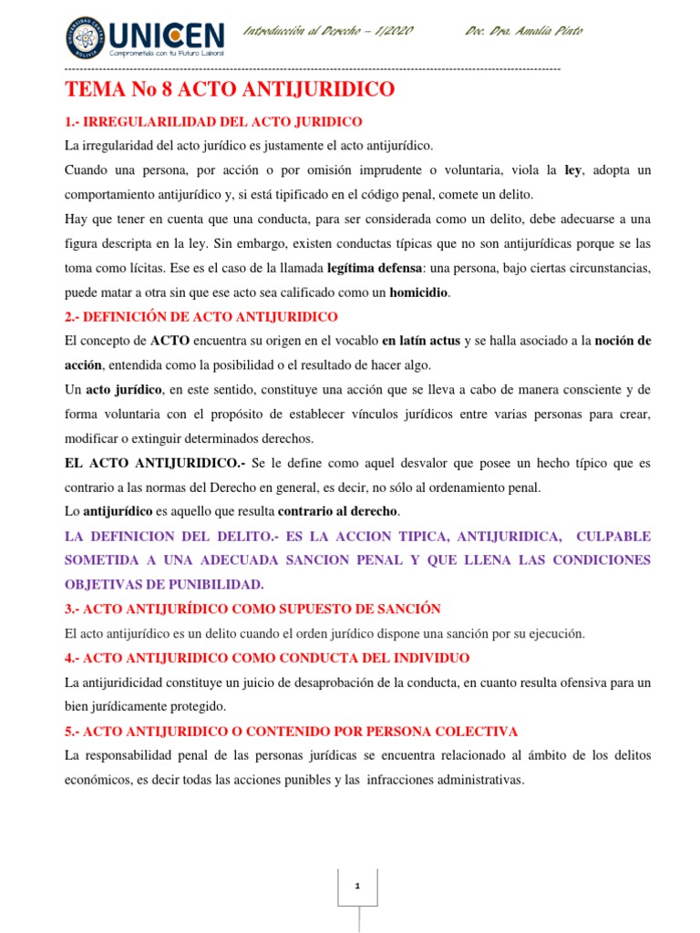 Acto Antijurídico: Definición y Tipos | PDF | Derecho penal | Conceptos ...