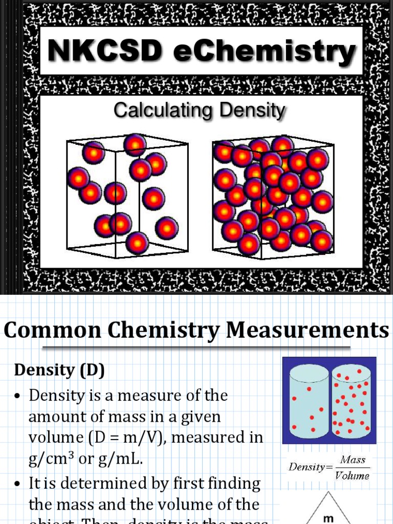 NKCSD Echemistry: Calculating Density | PDF | Density | Solution