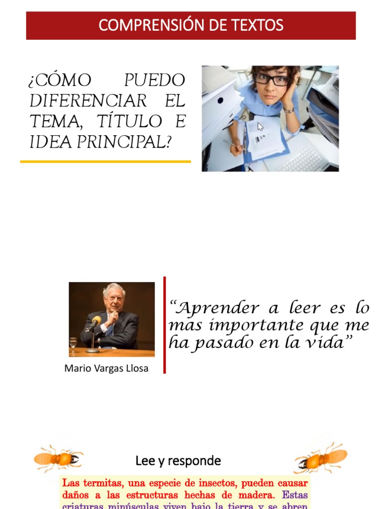 Diferencias entre título y tema | PDF | Falacia | Comprensión lectora