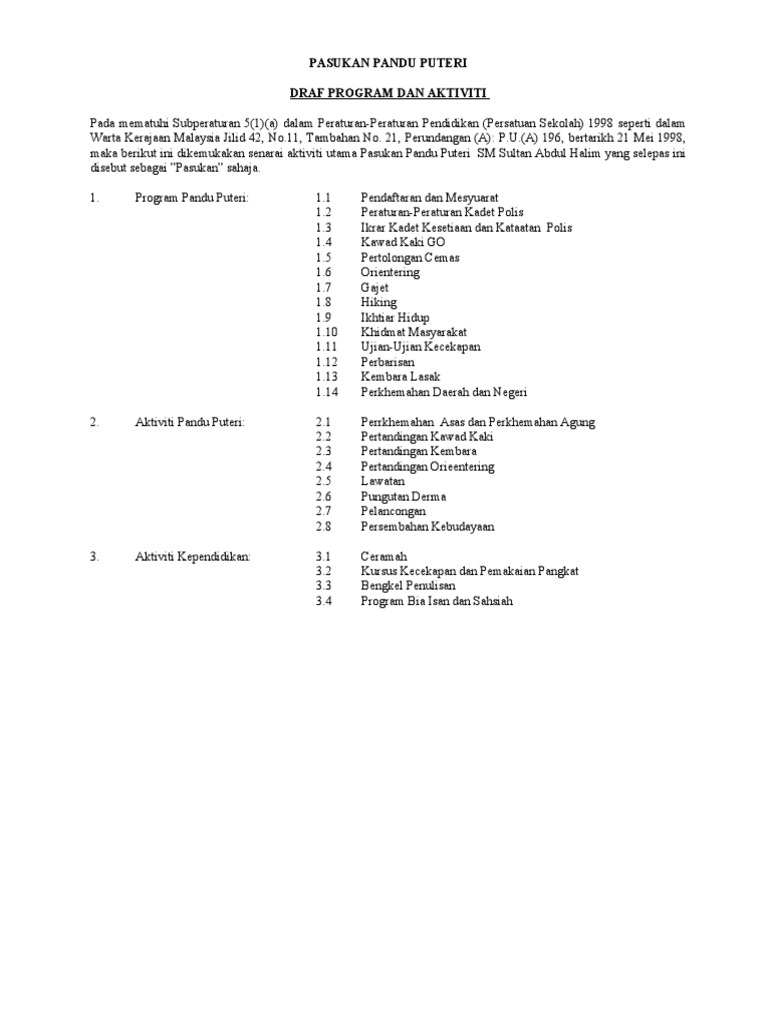 Contoh Draf Aktiviti | PDF