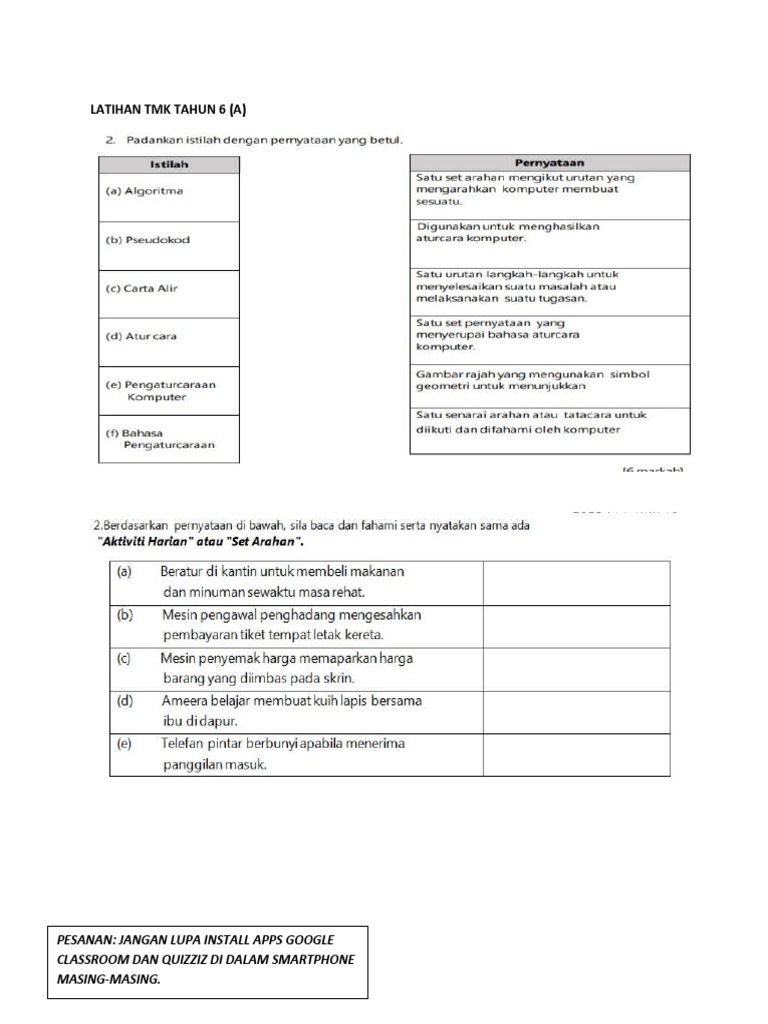 Lembaran Kerja Tmk Tahun 6 A Pdf