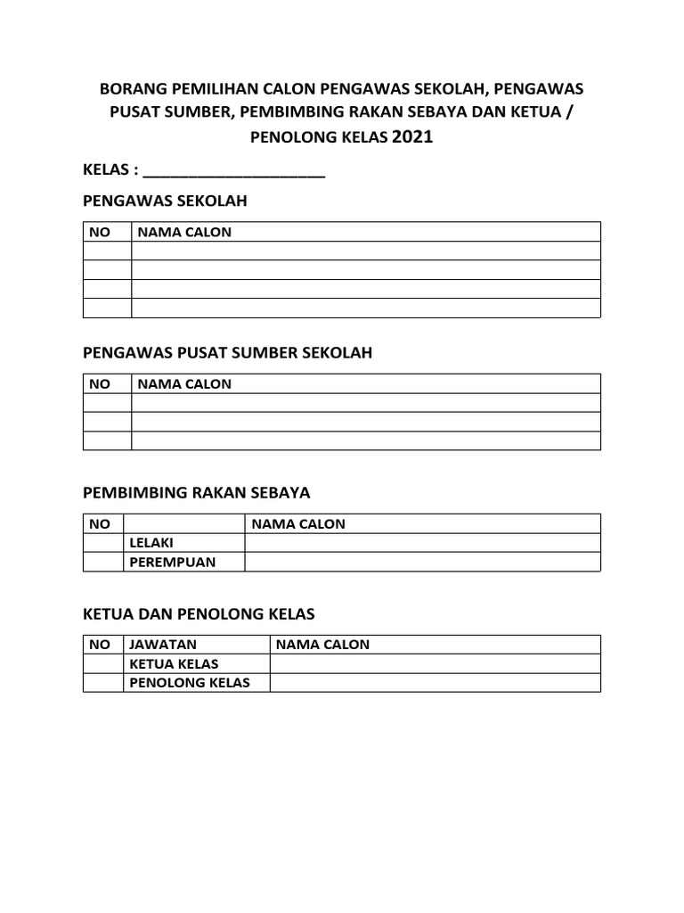 Borang Pemilihan Calon Pengawas Sekolah | PDF