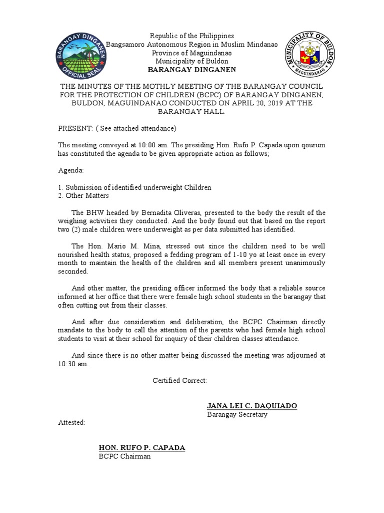 BCPC Minutes April 2019 | PDF