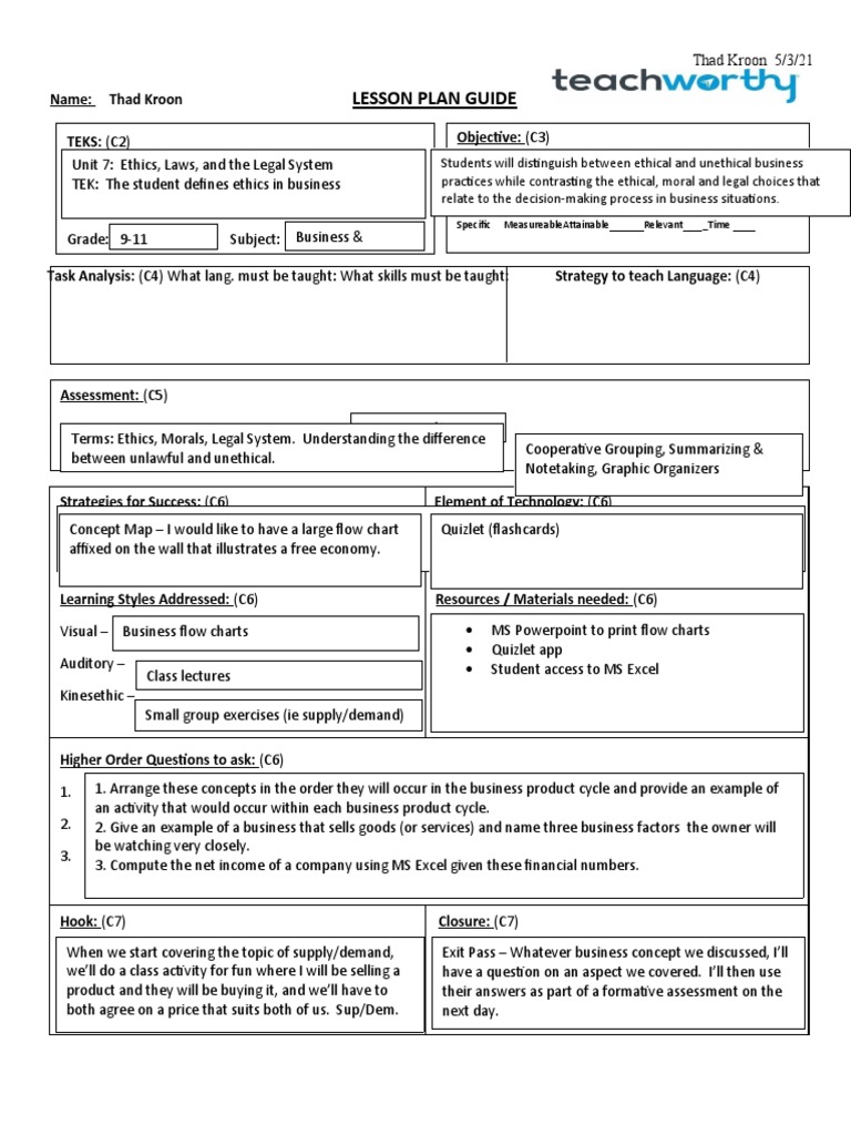 Lesson Plan Guide LPG | PDF | Lesson Plan | Psychological Concepts