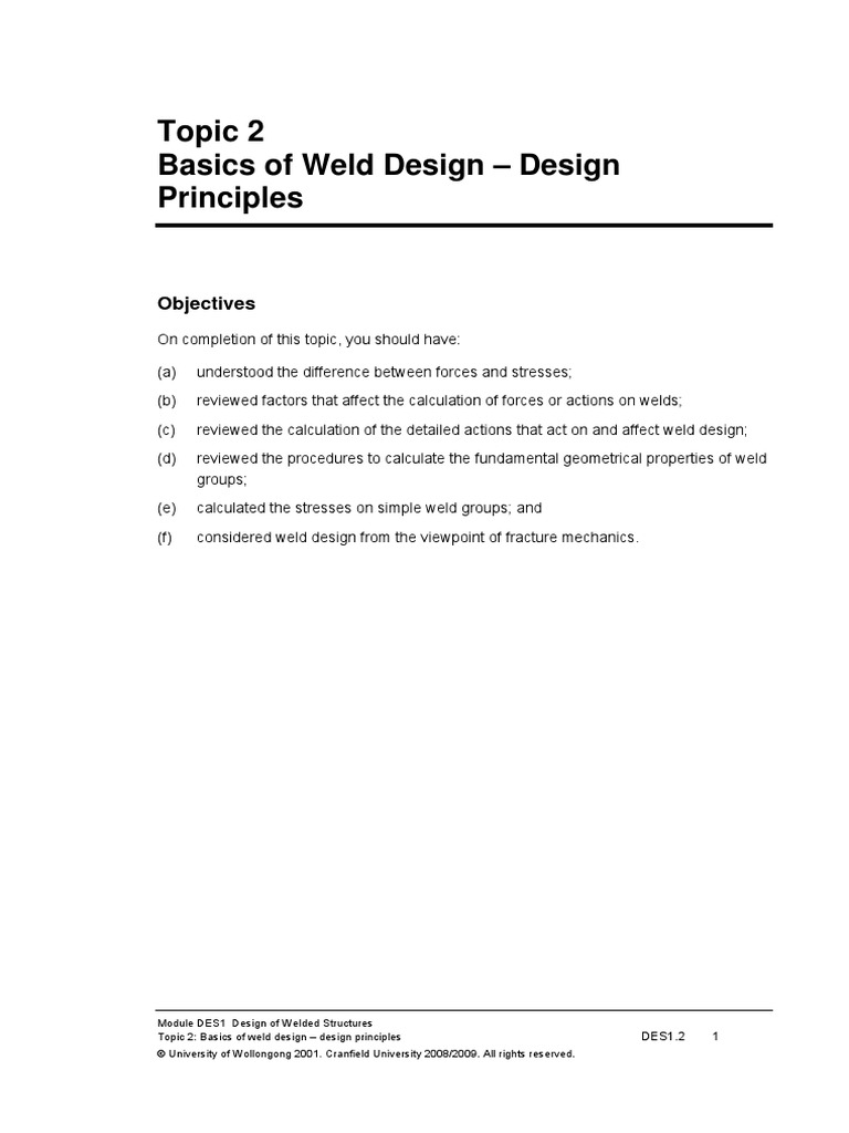 DES1.2 Basics of Weld Design | PDF | Bending | Fracture