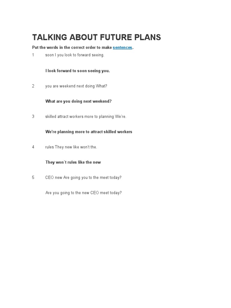 Future Plans and Sentence Structures | PDF | Business