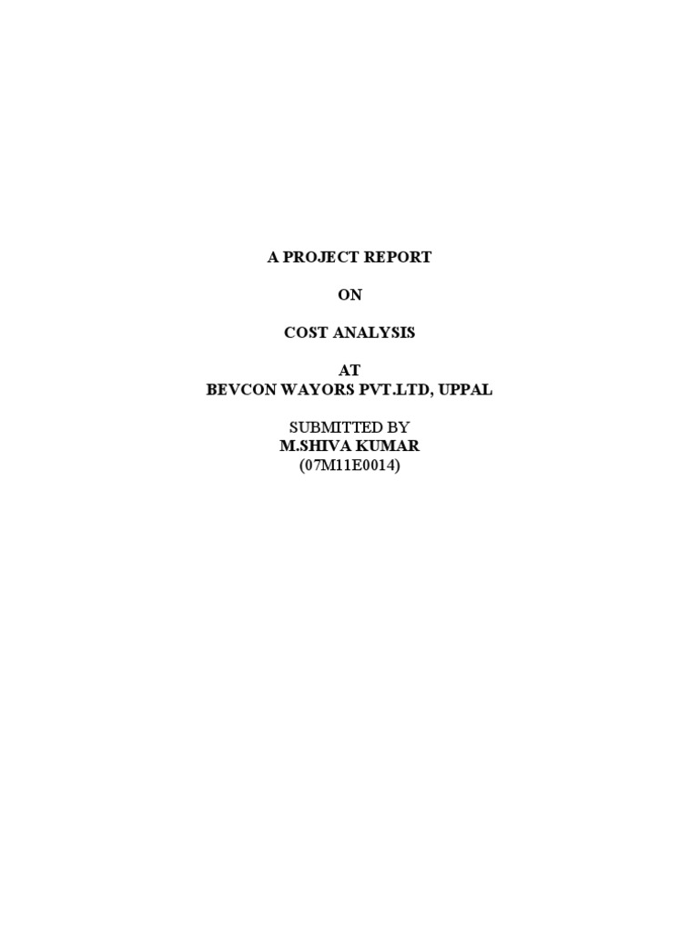 Cost Analysis Report for Bevcon Wayors | PDF | Cost–Benefit Analysis ...