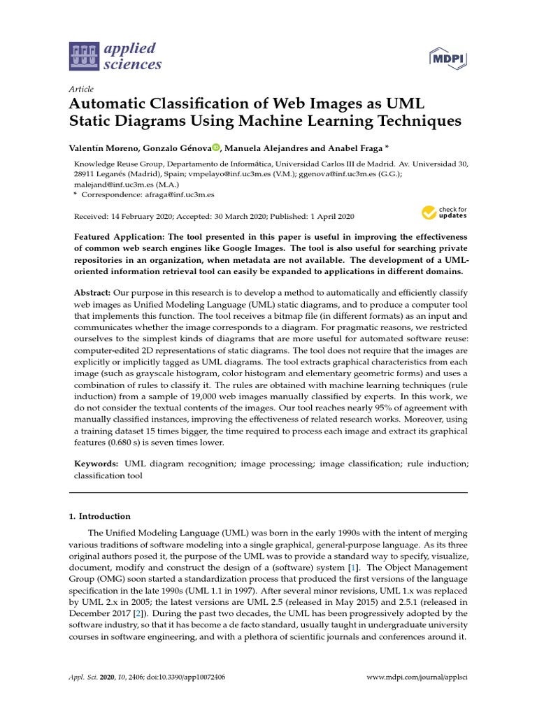 Applied Sciences Automatic Classification Of Web Images As Uml Static Diagrams Using Machine