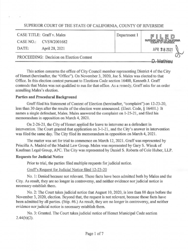 Graff V Males Proposed Judgement | PDF