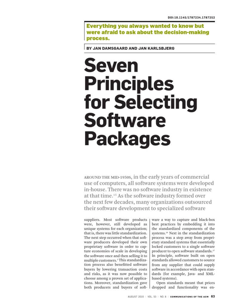 Seven Principles For Selecting Software Packages | PDF | Proprietary ...
