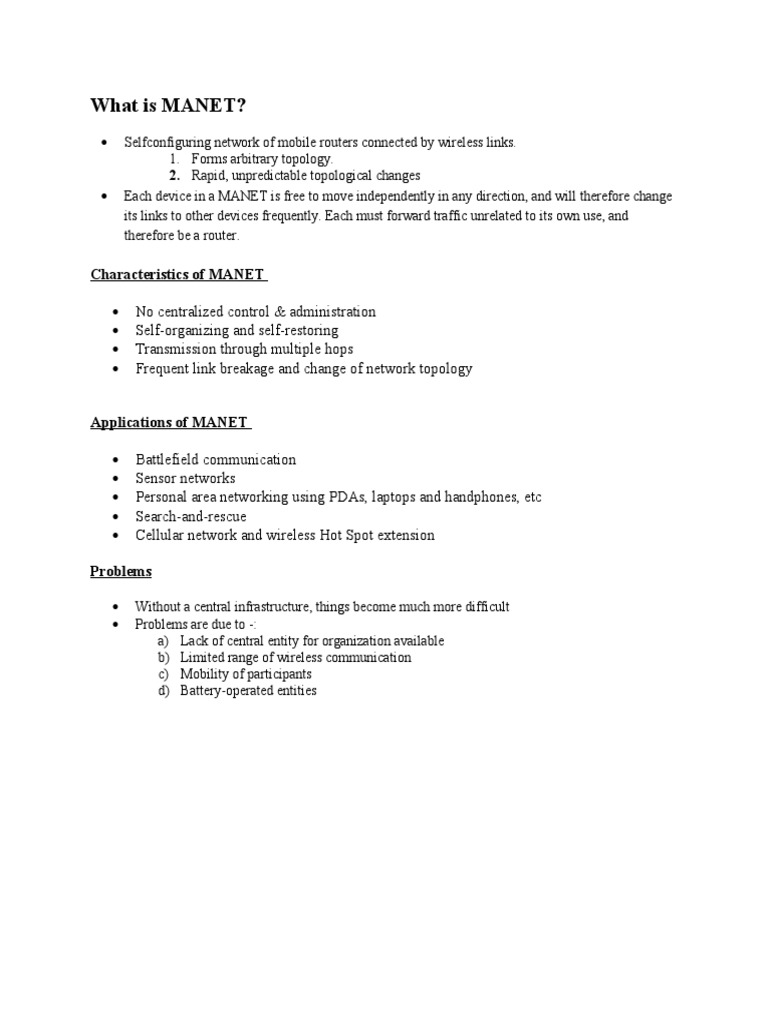 MANET Vs WSN | PDF | Wireless Ad Hoc Network | Wireless Sensor Network