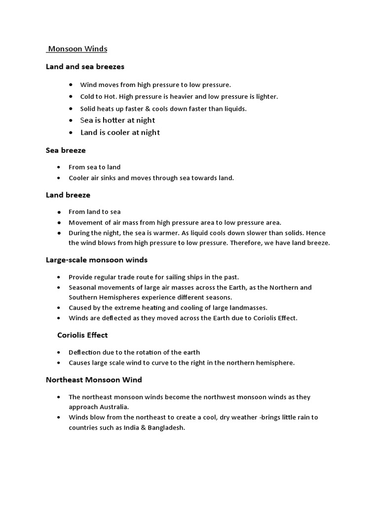 Monsoon Winds: Patterns and Effects | PDF