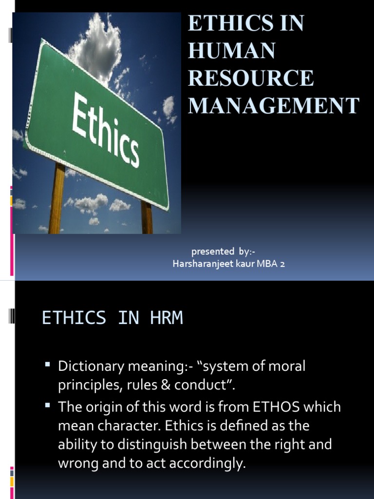 Ethics in Human Resource Management | PDF | Human Resource Management ...