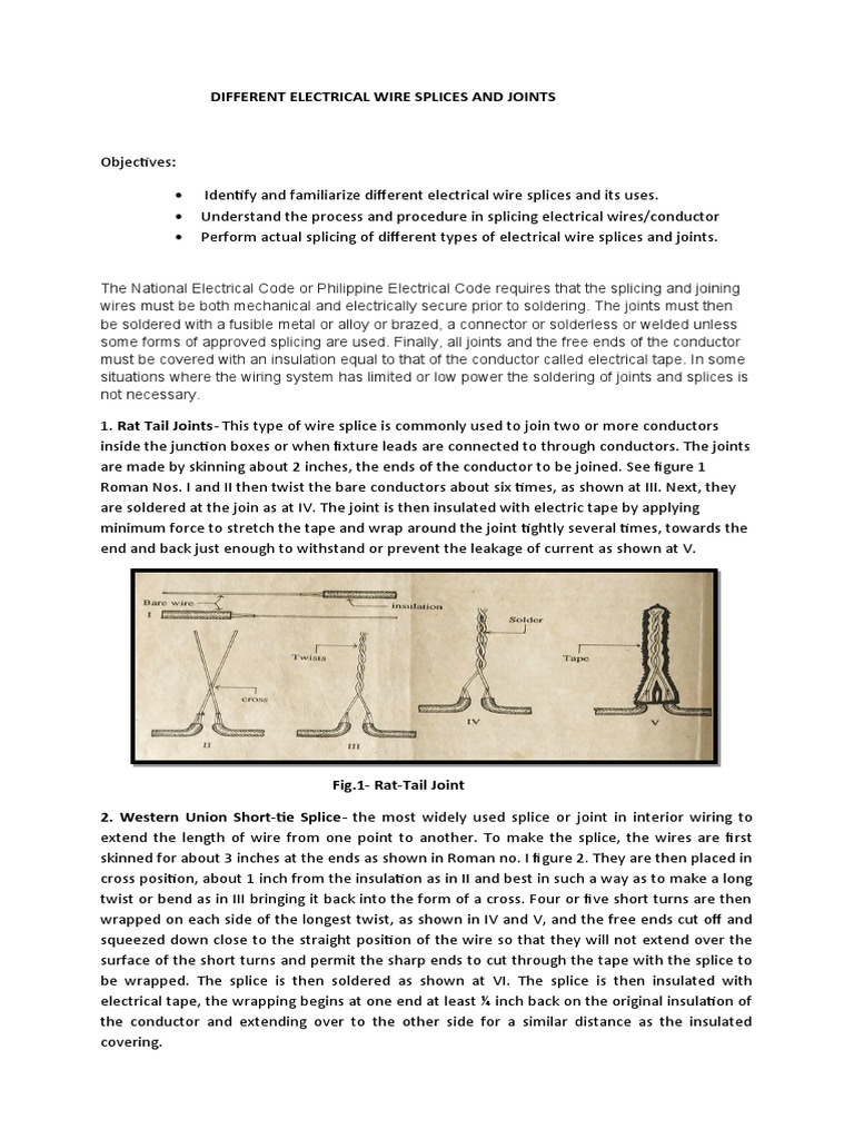 Different Electrical Wire Splices and Joints | PDF | Electrical Wiring ...