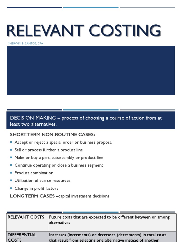 Module 5 Relevant Costing | PDF | Cost | Labour Economics