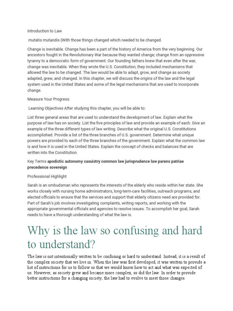 Chapter 1 Introduction To Law | PDF | U.S. State | Federal Government ...