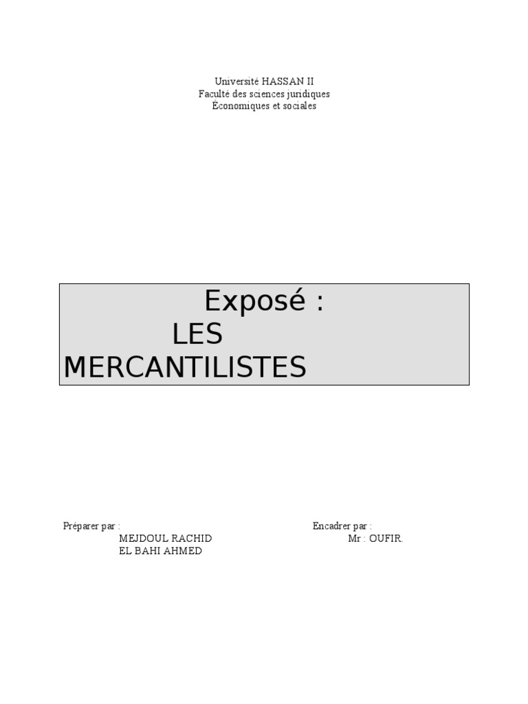 Les principes du mercantilisme | PDF | Mercantilisme | Adam Smith