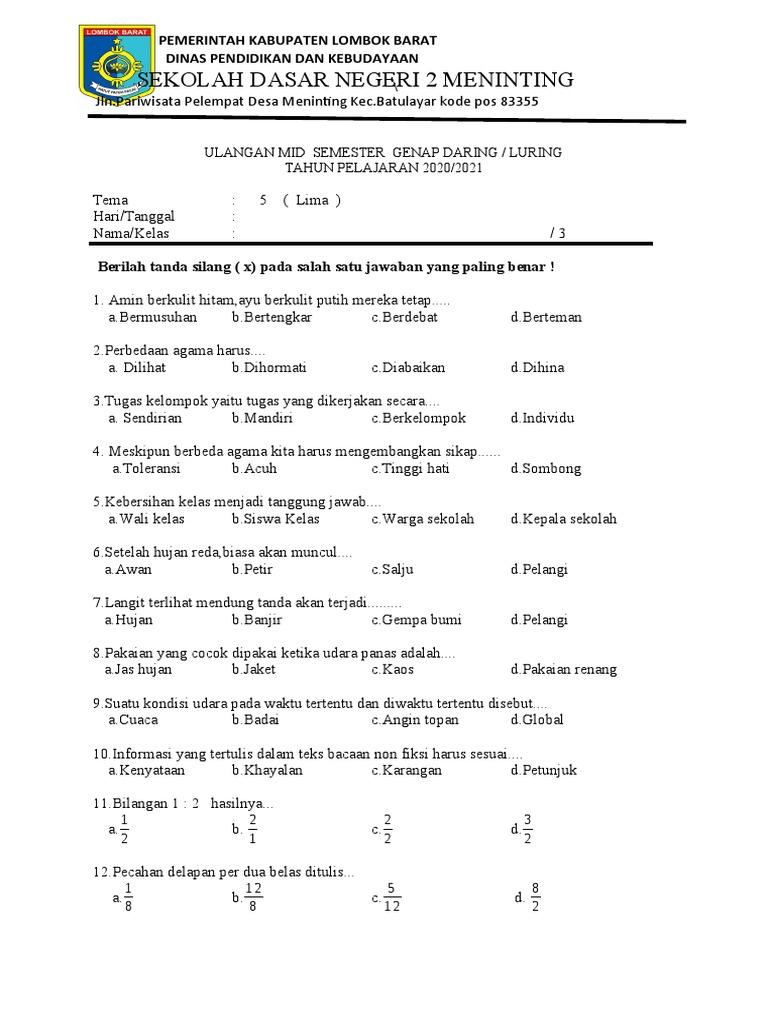 Soal Mid Semester Genap | PDF