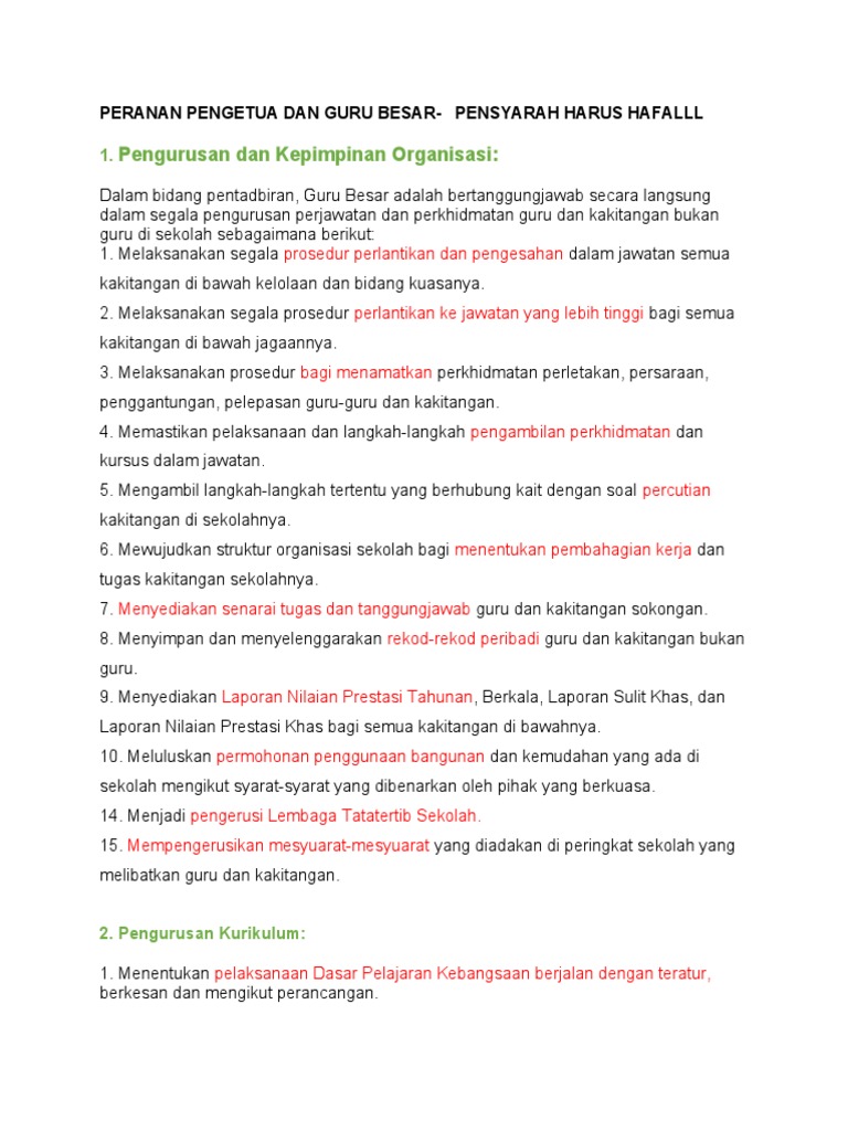 Peranan Pengetua Dan Guru Besar | PDF