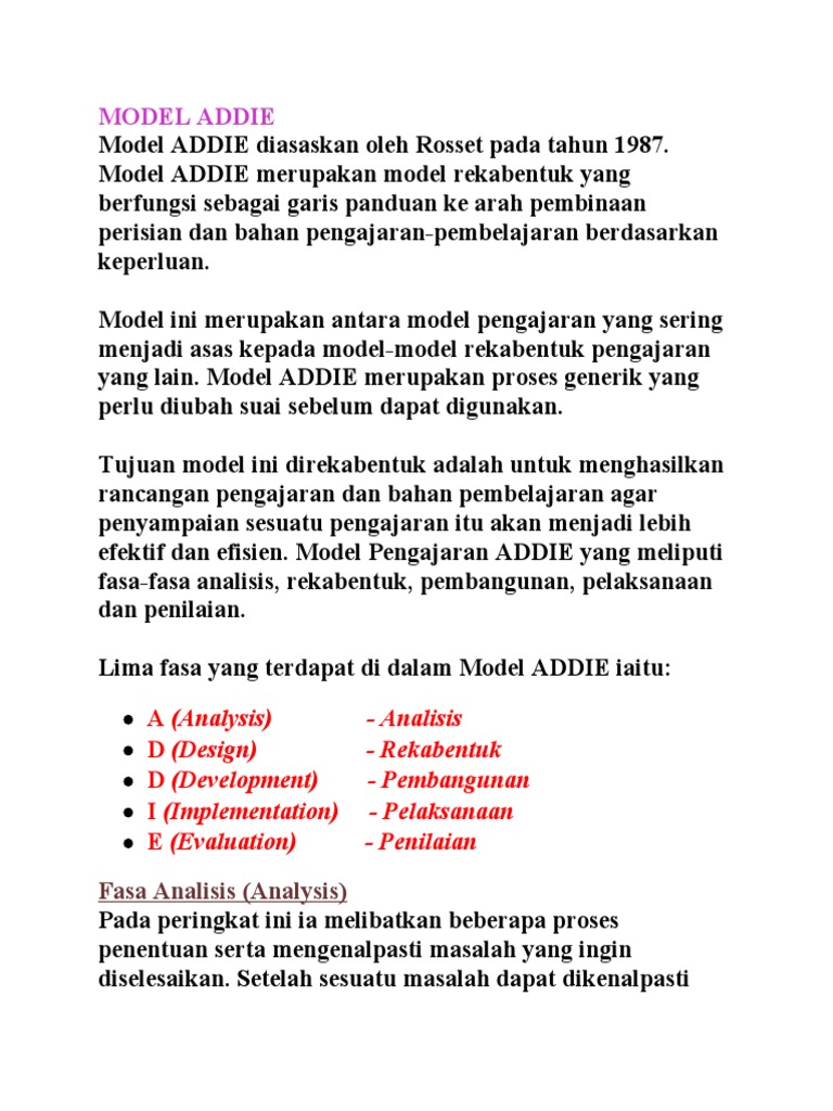 Panduan Lengkap Model ADDIE dalam Pengajaran | PDF | Bisnis | Komputer