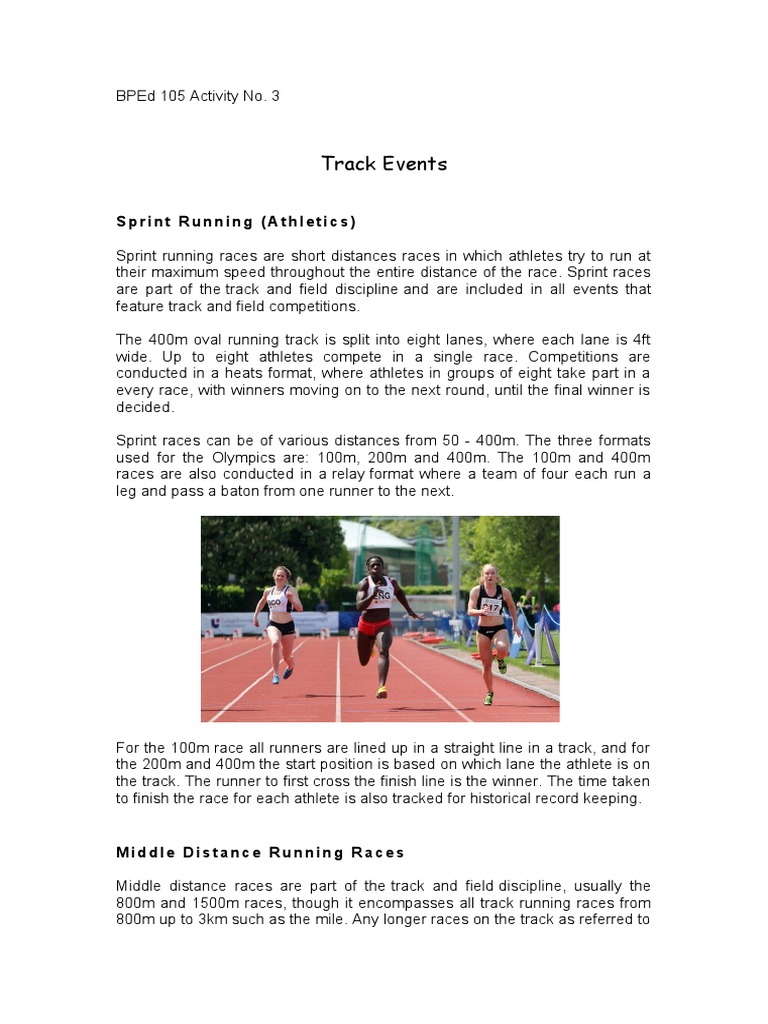 Track Events: Sprint Running (Athletics) | PDF | Track And Field | Long ...
